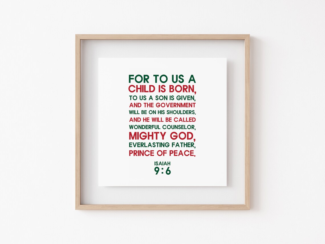 Christmas Bible Verse, Isaiah 9:6, Mighty God, Christmas Decor, Holiday ...