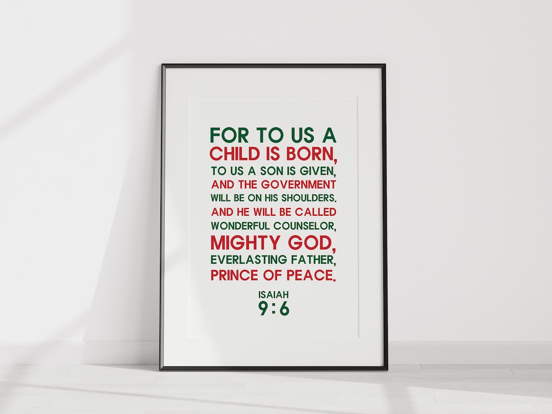 Christmas Bible Verse, Isaiah 9:6, Mighty God, Christmas Decor, Holiday ...