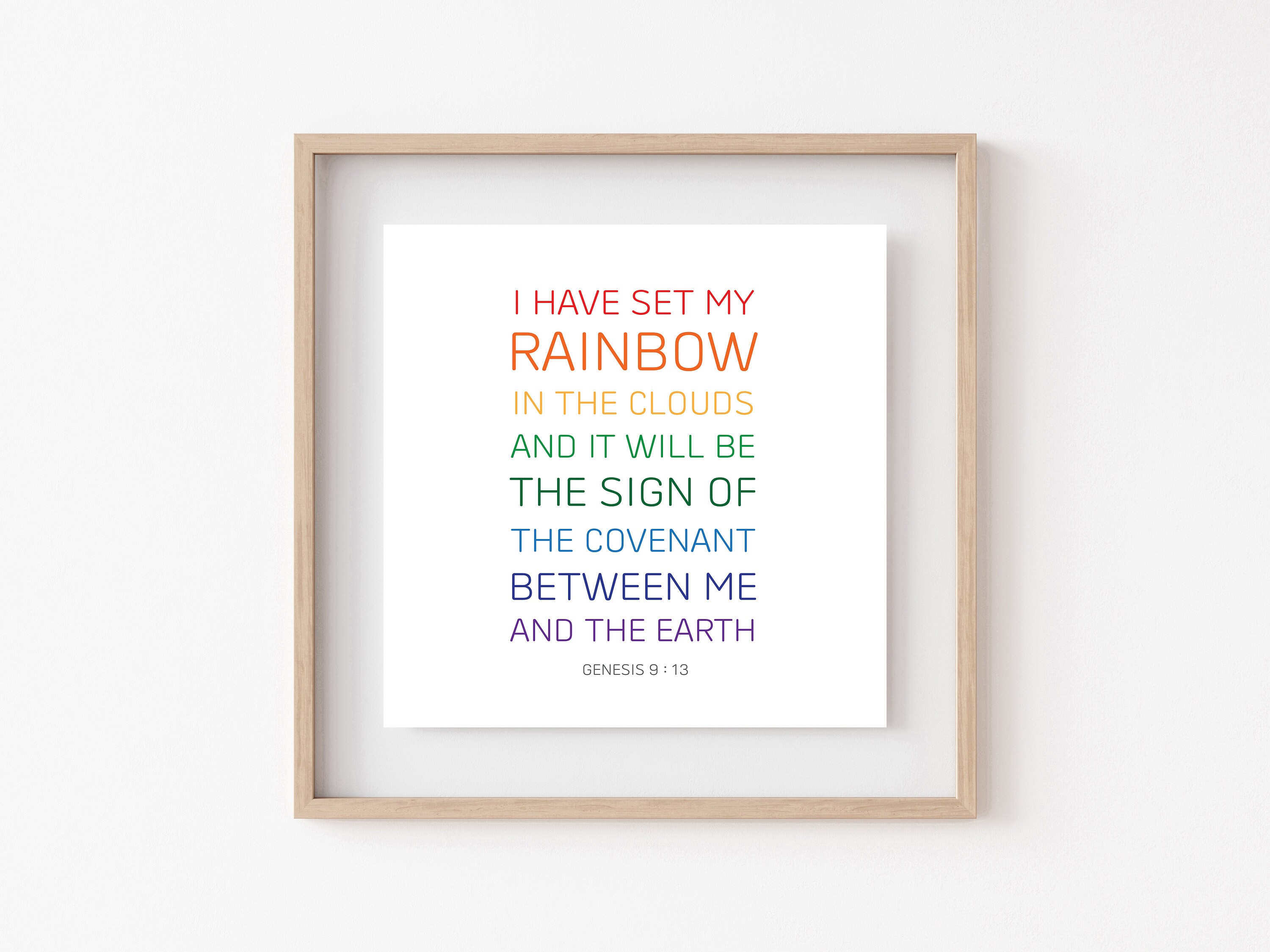 Bible Verse Wall Art, Genesis 9:13, I Have Set My Rainbow, Bible Verse ...