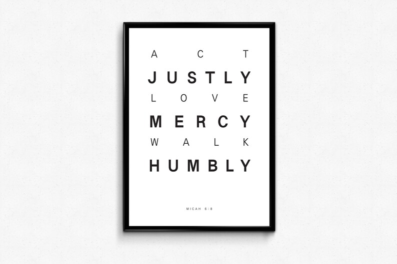 Bible Verse Wall Art, Micah 6:8, Act Justly, Love Mercy, Walk Humbly ...