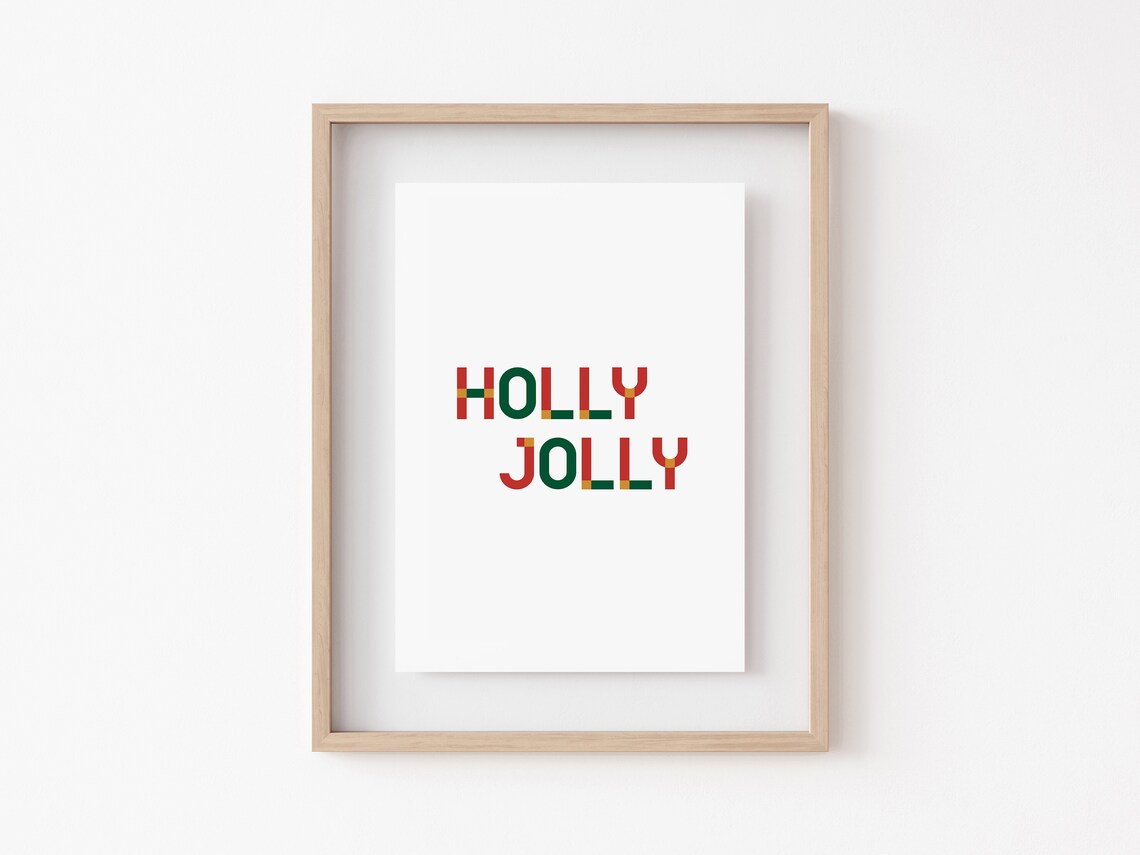 Christmas Wall Art, Holly Jolly Printable Wall Art, Christmas Decor ...
