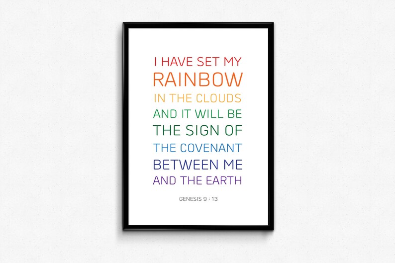 Bible Verse Wall Art, Genesis 9:13, I Have Set My Rainbow, Bible Verse ...