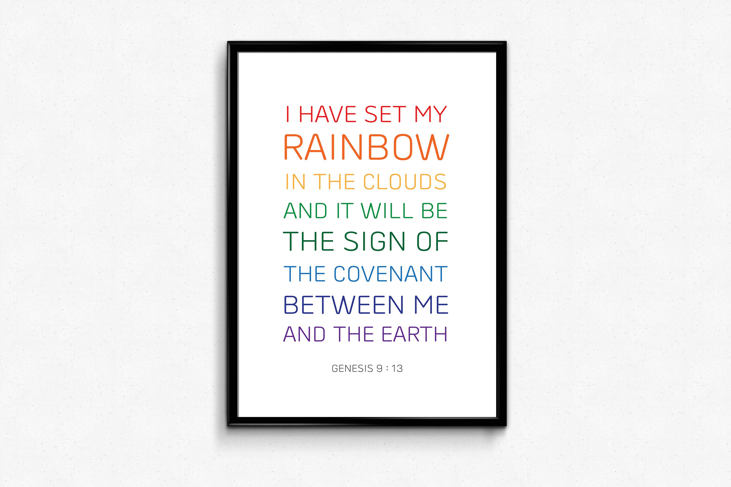 Bible Verse Wall Art, Genesis 9:13, I Have Set My Rainbow, Bible Verse ...