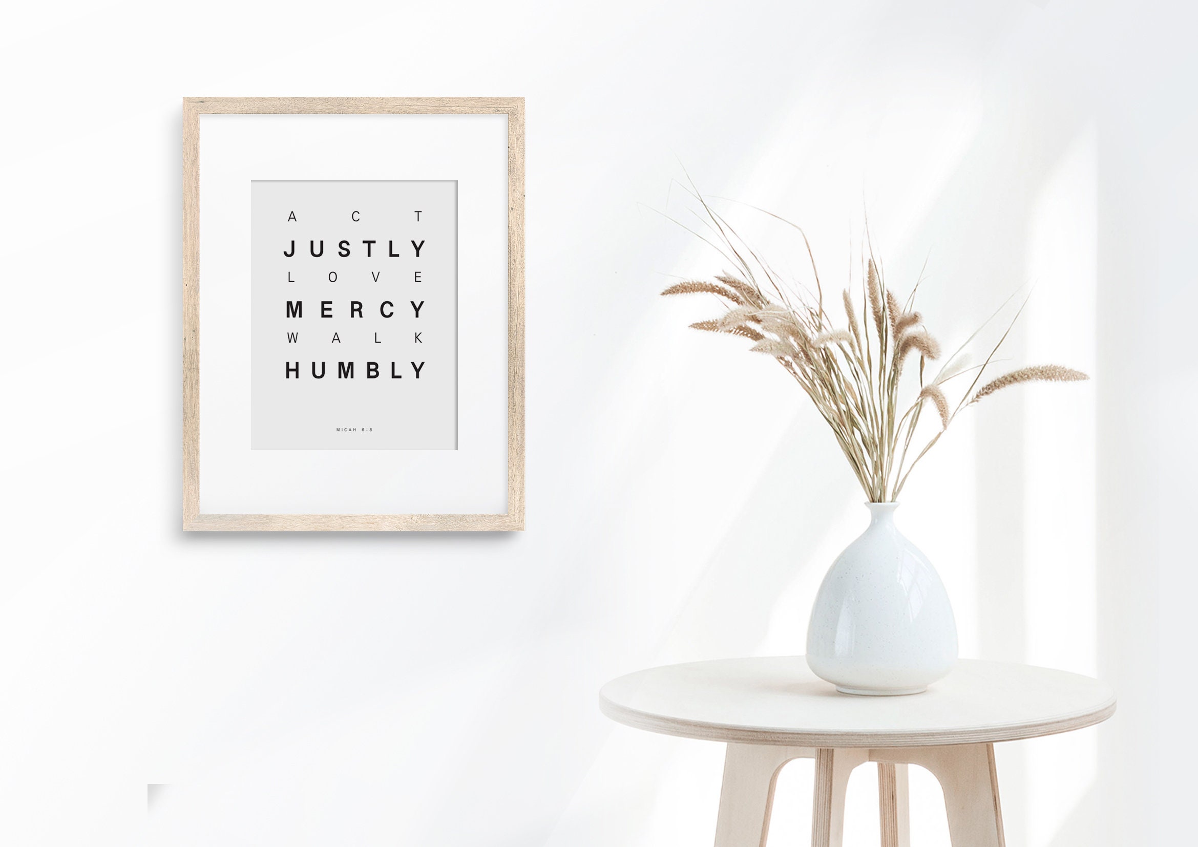 Bible Verse Wall Art, Micah 6:8, Act Justly, Love Mercy, Walk Humbly ...