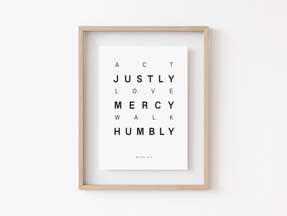 Bible Verse Wall Art Micah 6:8 Act Justly Love Mercy Walk | Etsy