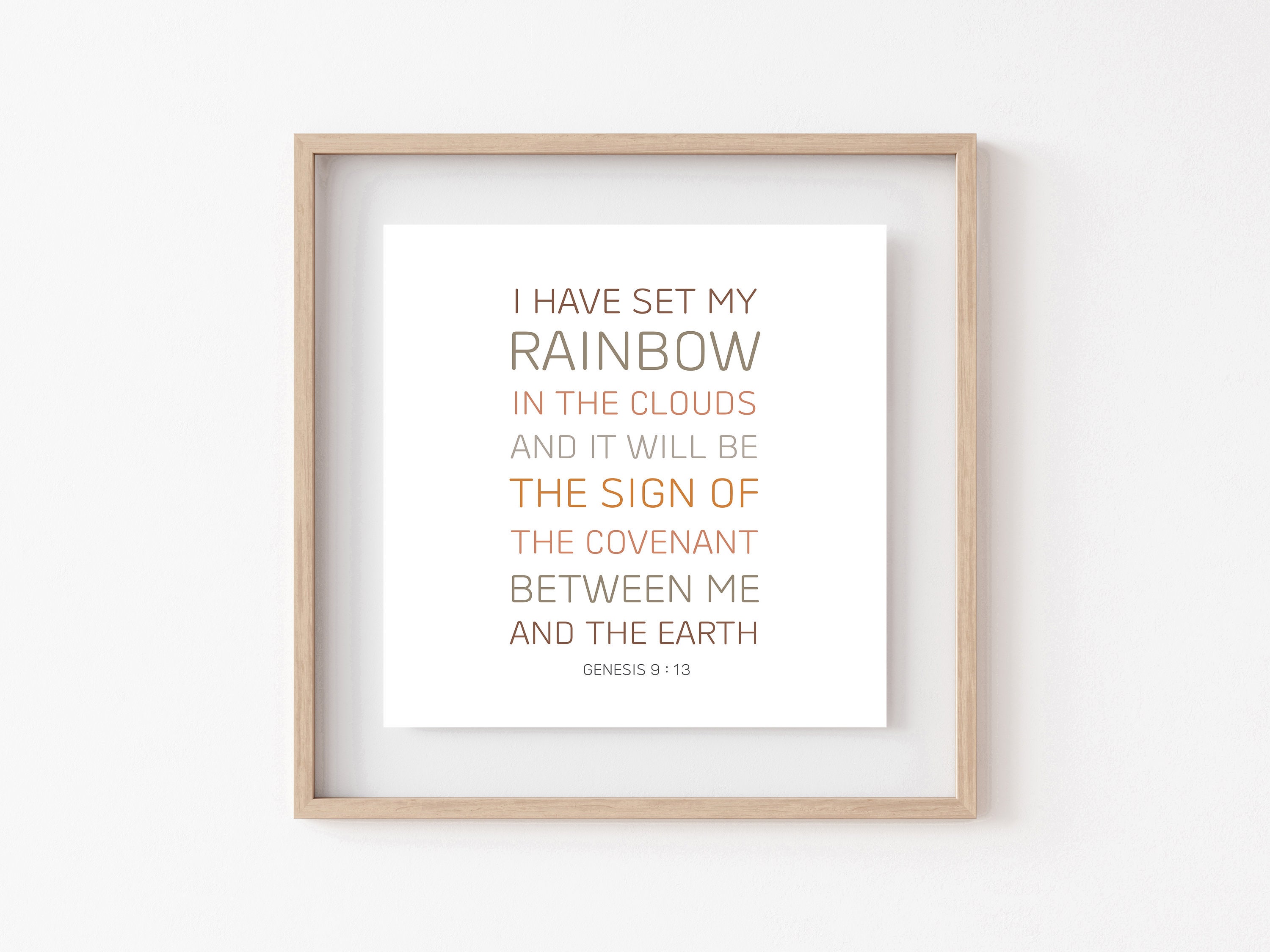 Bible Verse Wall Art, Genesis 9:13, I Have Set My Rainbow, Bible Verse ...