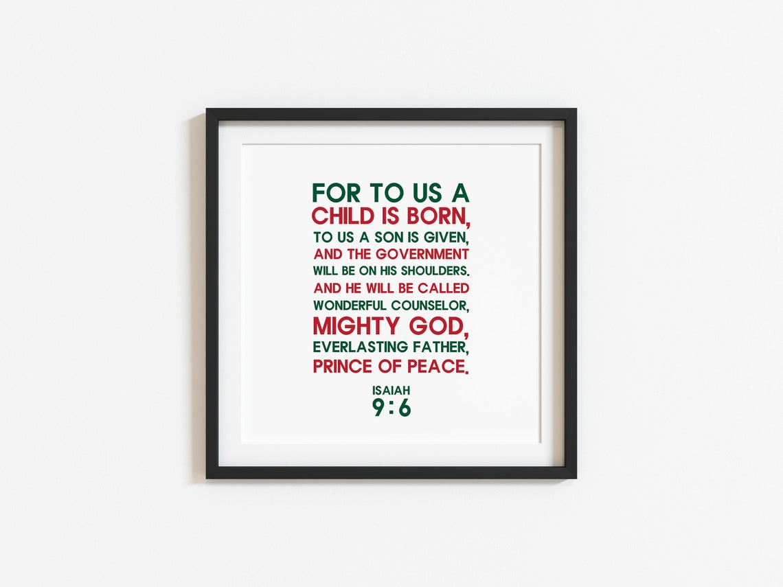 Christmas Bible Verse, Isaiah 9:6, Mighty God, Christmas Decor, Holiday ...