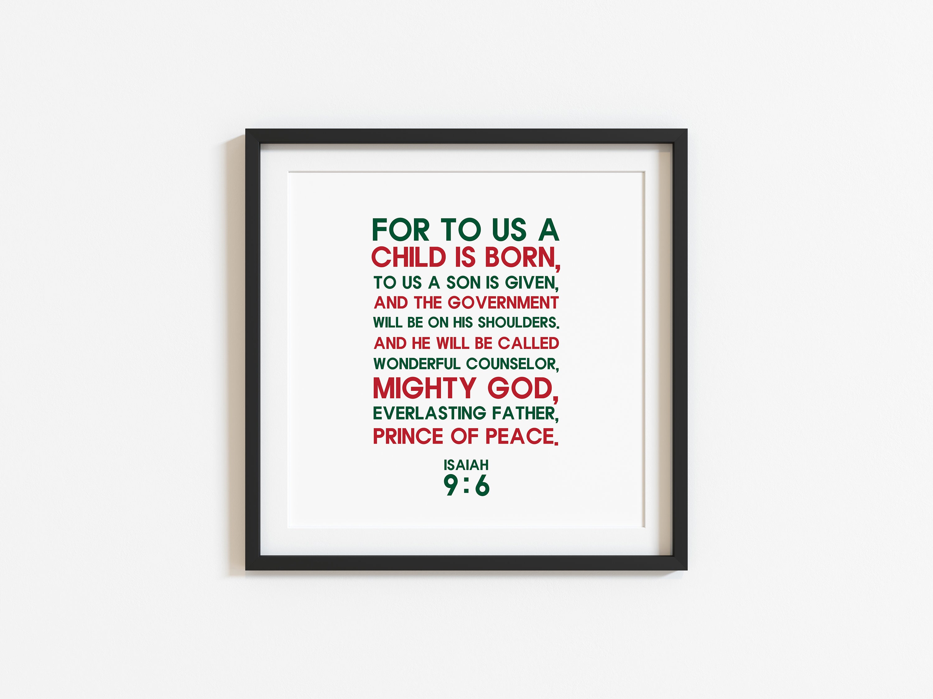 Christmas Bible Verse, Isaiah 9:6, Mighty God, Christmas Decor, Holiday ...