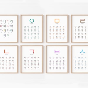 Korean Alphabet Set of 2 Prints, Korean Hangul, Hangul Letter Poster ...