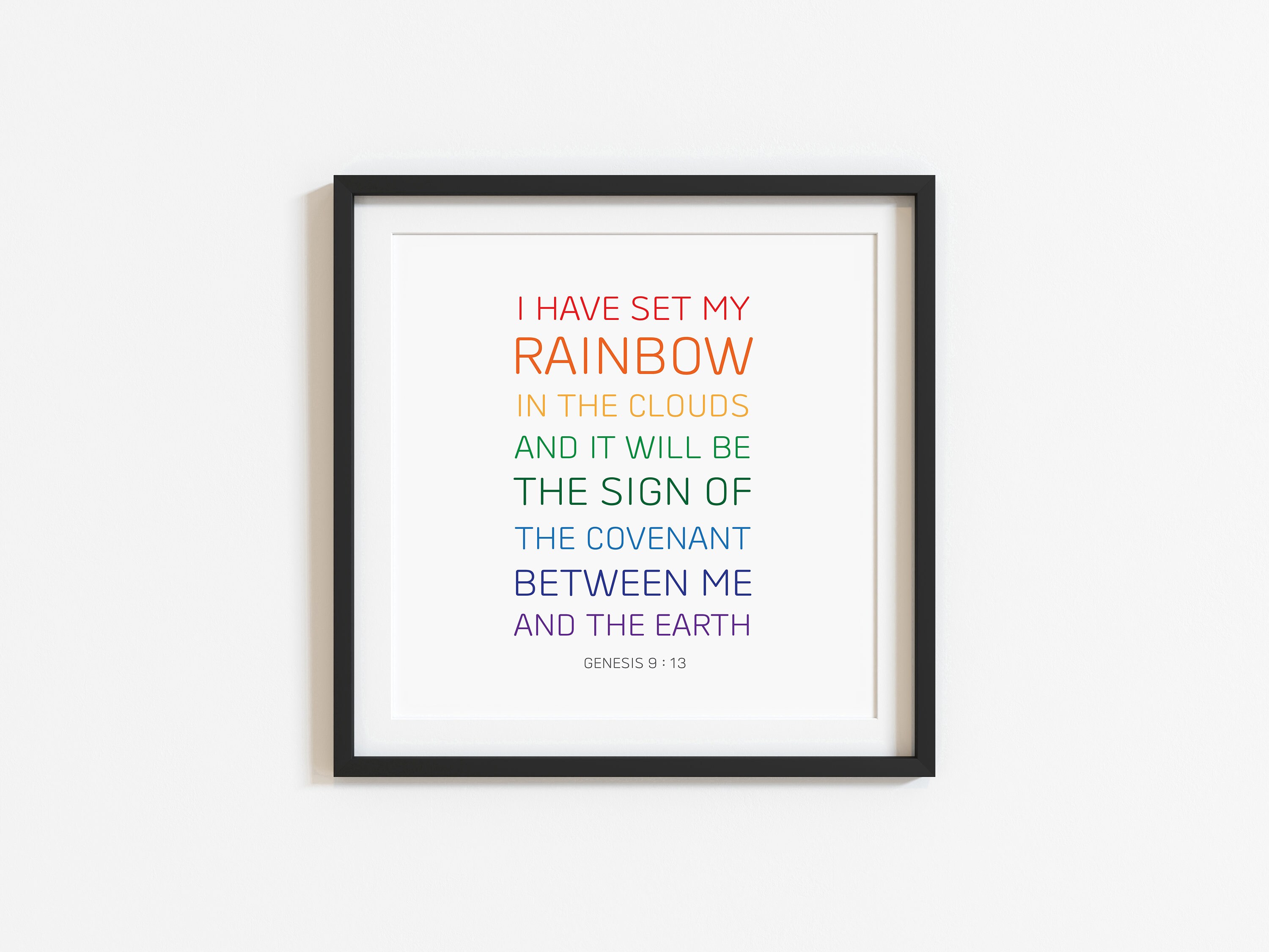 Bible Verse Wall Art, Genesis 9:13, I Have Set My Rainbow, Bible Verse ...