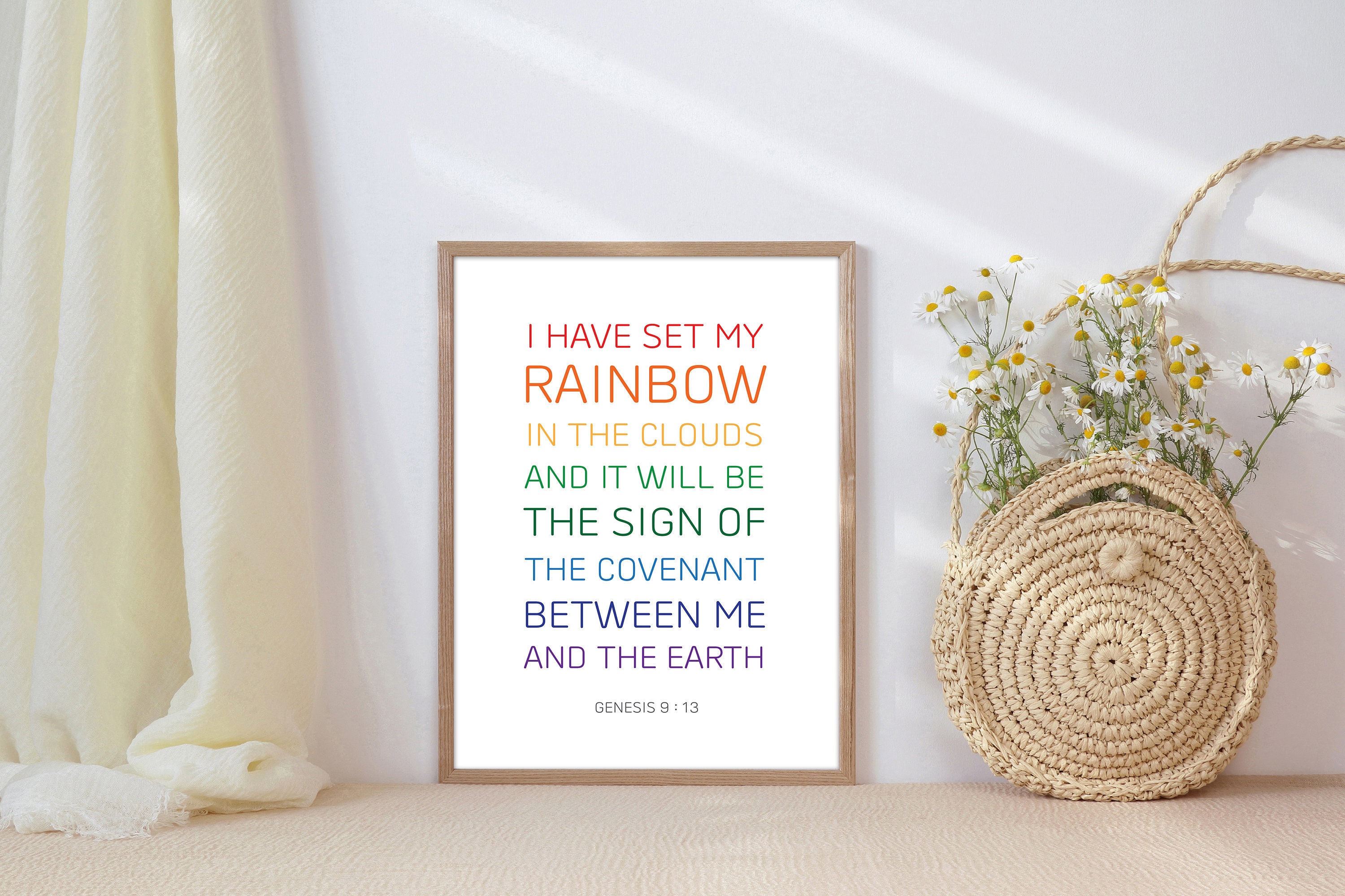 Bible Verse Wall Art, Genesis 9:13, I Have Set My Rainbow, Bible Verse ...