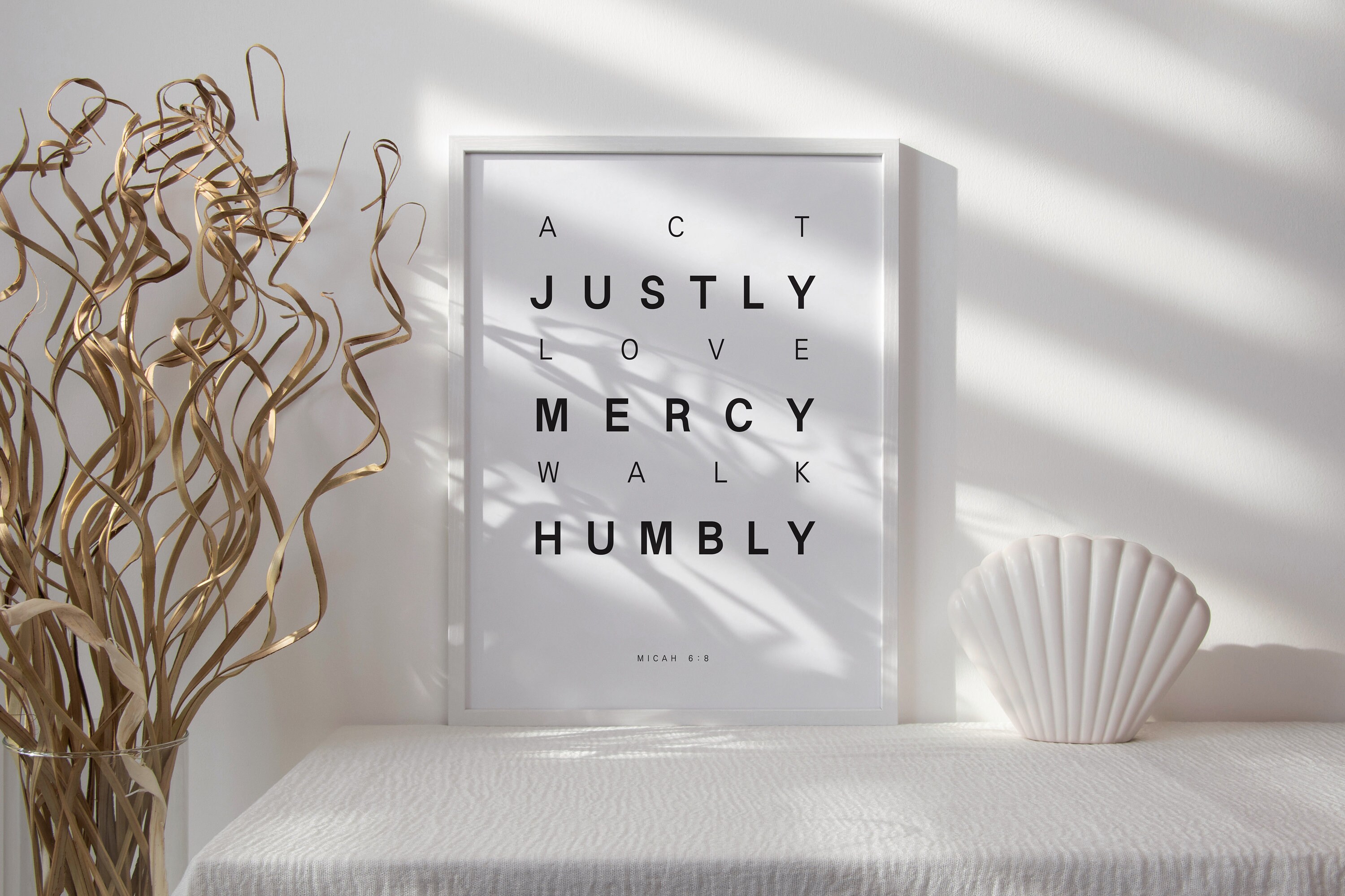 Bible Verse Wall Art, Micah 6:8, Act Justly, Love Mercy, Walk Humbly ...