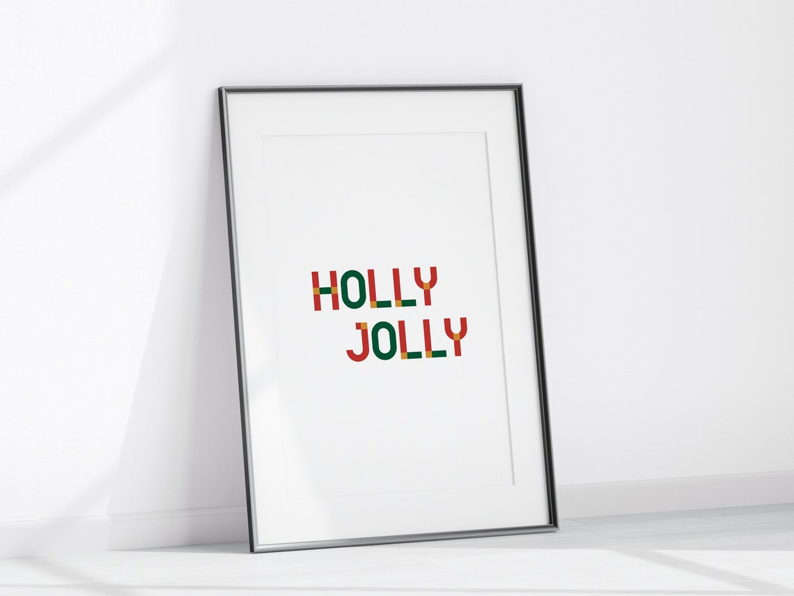 Christmas Wall Art, Holly Jolly Printable Wall Art, Christmas Decor ...