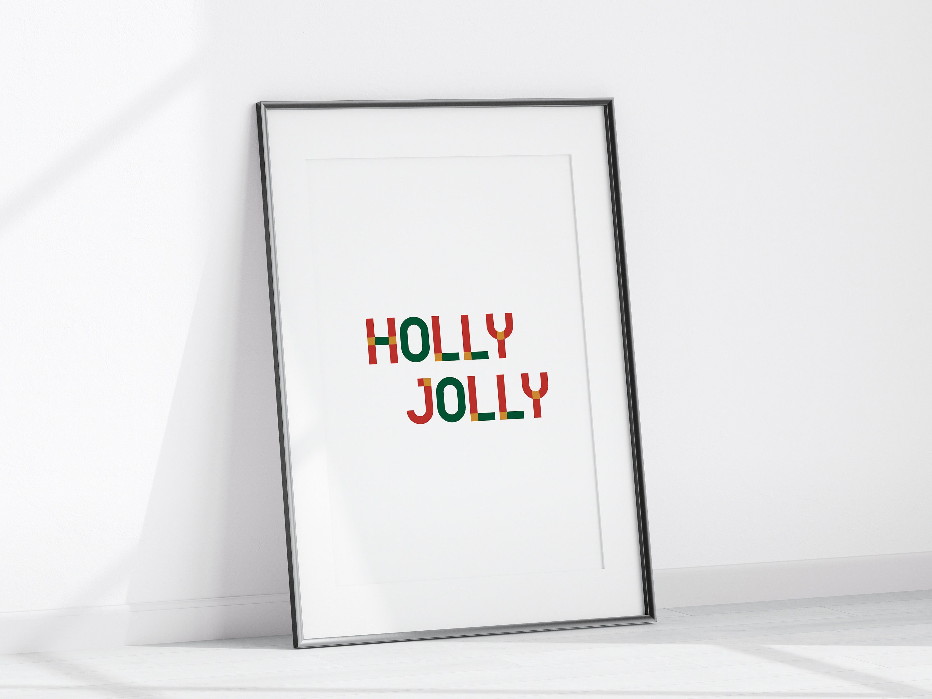 Christmas Wall Art, Holly Jolly Printable Wall Art, Christmas Decor ...