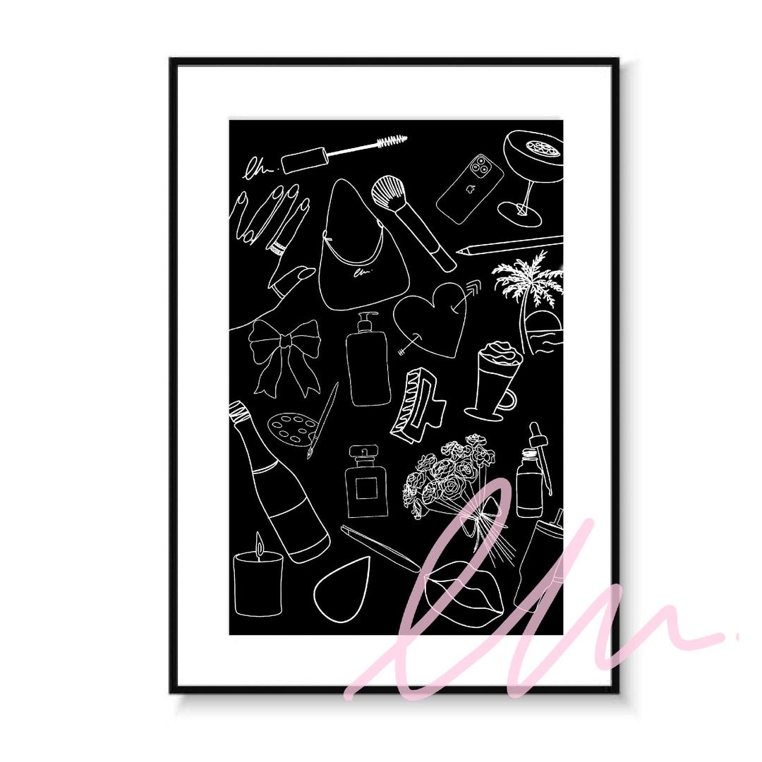 Girly Monochrome Print Rolled Posters for Makeup Lovers, Beauty Room ...