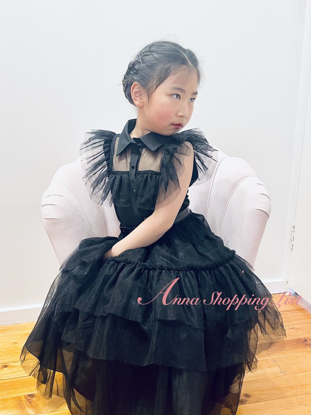 Wednesday Addams Costume With Belt, Girls Cosplay Long Dress,halloween ...