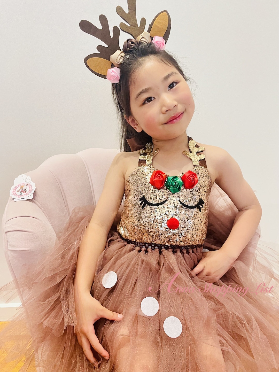 Sequins Santa's Reindeer Costume Girls Christmas Dress - Etsy