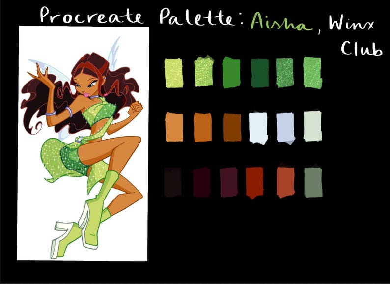 Procreate Palette Aisha Winx Club (inspired Color Scheme) - Etsy