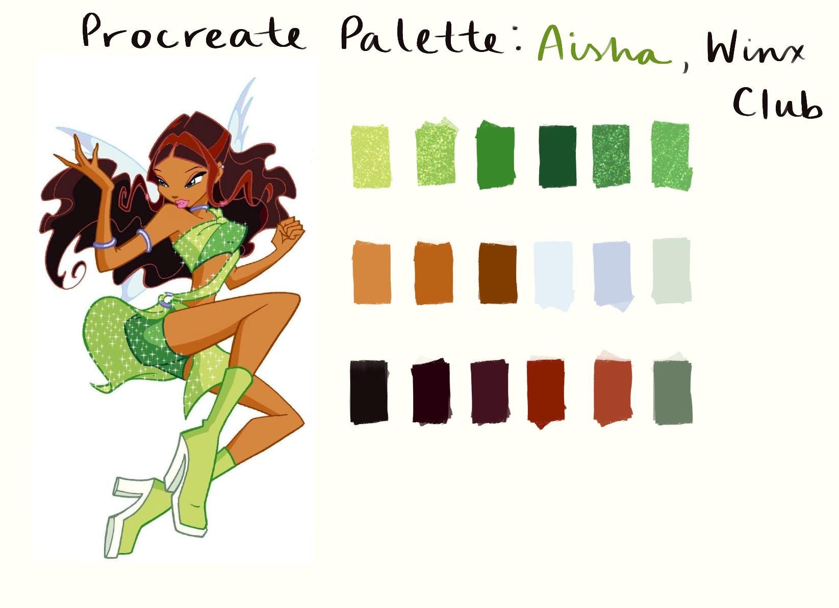 Procreate Palette Aisha Winx Club (inspired Color Scheme) - Etsy