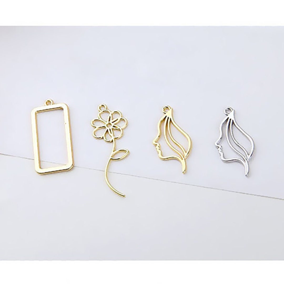 Gold Plated Open Back Bezel, Face Charms for Pressed Flowers UV Resin ...