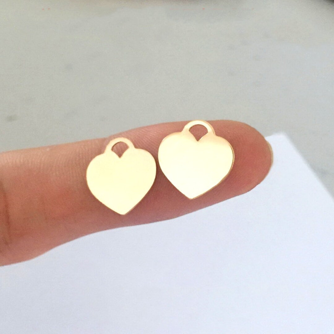 14K Gold Filled Heart Tags for Minimalist Jewelry Making , Custom Logo ...
