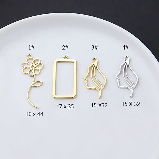 Gold Plated Open Back Bezel Face Charms for Pressed Flowers - Etsy