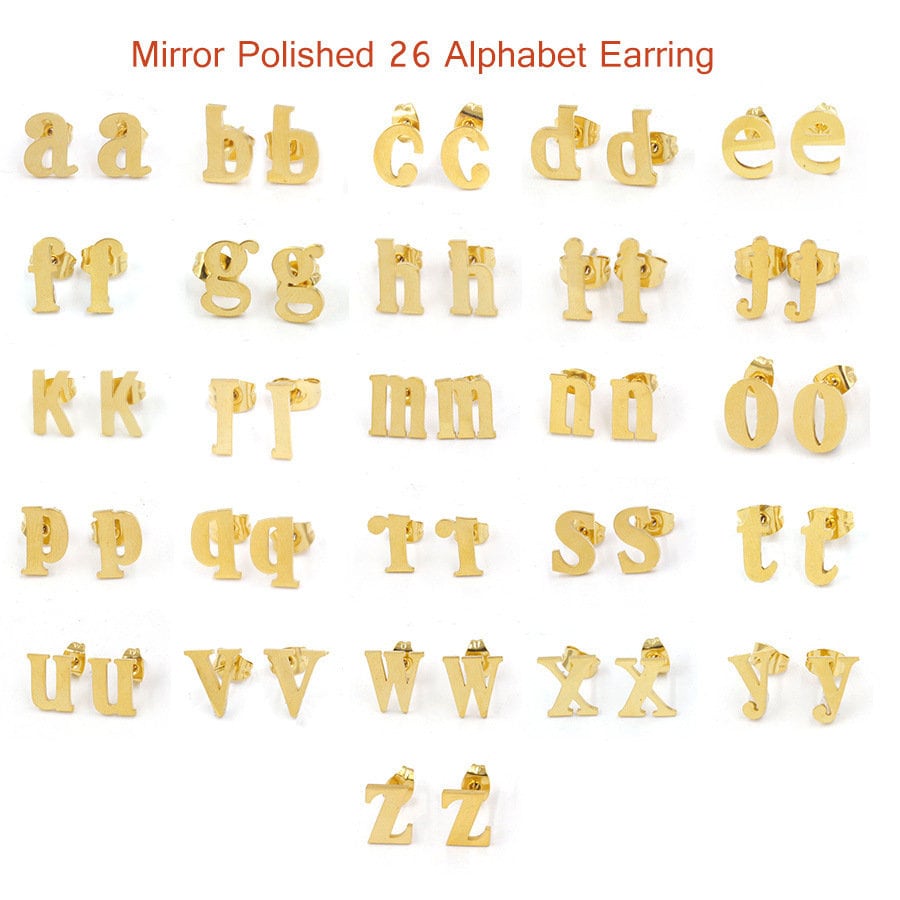 Pendiente de letra Pendiente inicial Perno inicial Alfabeto | Etsy