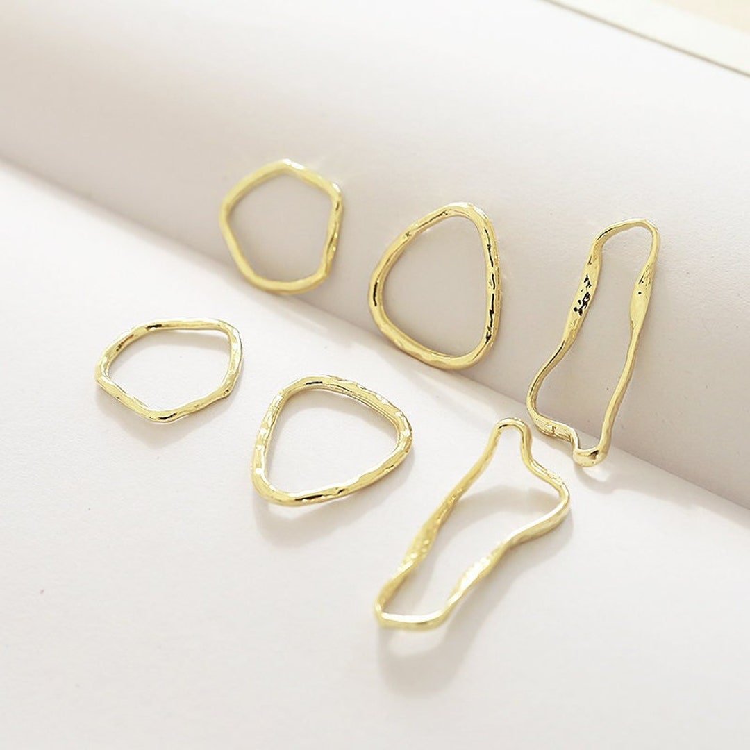 Gold Plated Abstract Charms: Open Back Bezels, Resin Jewelry Kit (10 ...