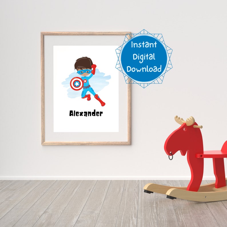 EDITABLE Superhero Boy Digital Download Printable Customizable Wall Art ...
