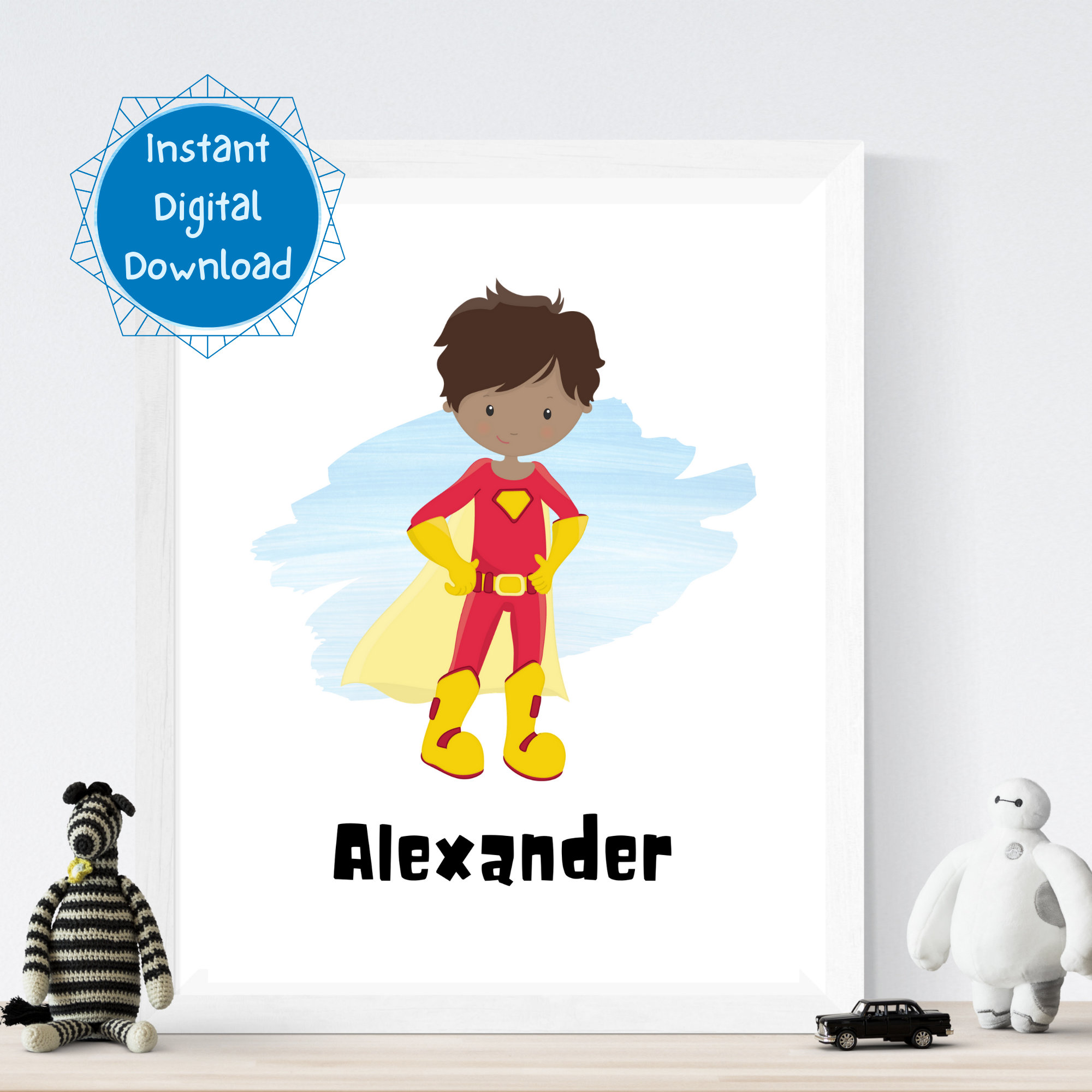 EDITABLE Superhero Boy Digital Download Printable Customizable Wall Art ...