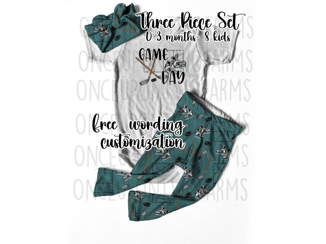 Blue Game Day Baby Set/ Hockey Baby Set/ Hockey Baby Outfit/ Hockey ...