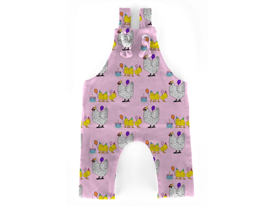 Birthday Chickens Cottage Core Firefighter Themed Baby and Kid Overalls ...