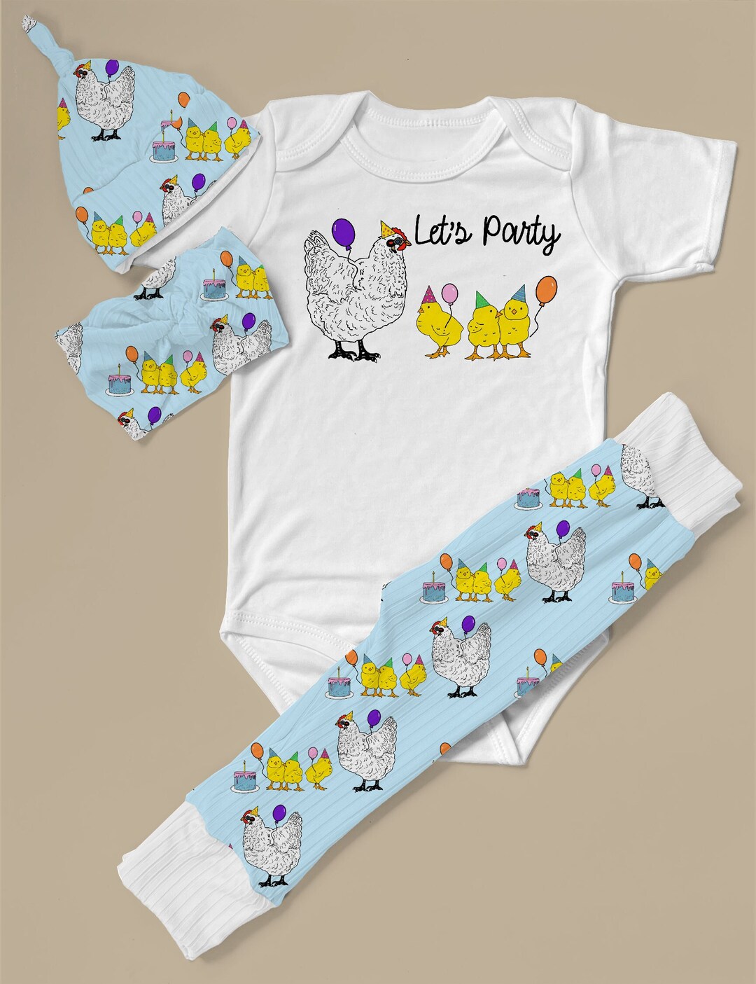 Lets Party Baby Outfit, Toddler Birthday Outfit, Chicken Birthday ...