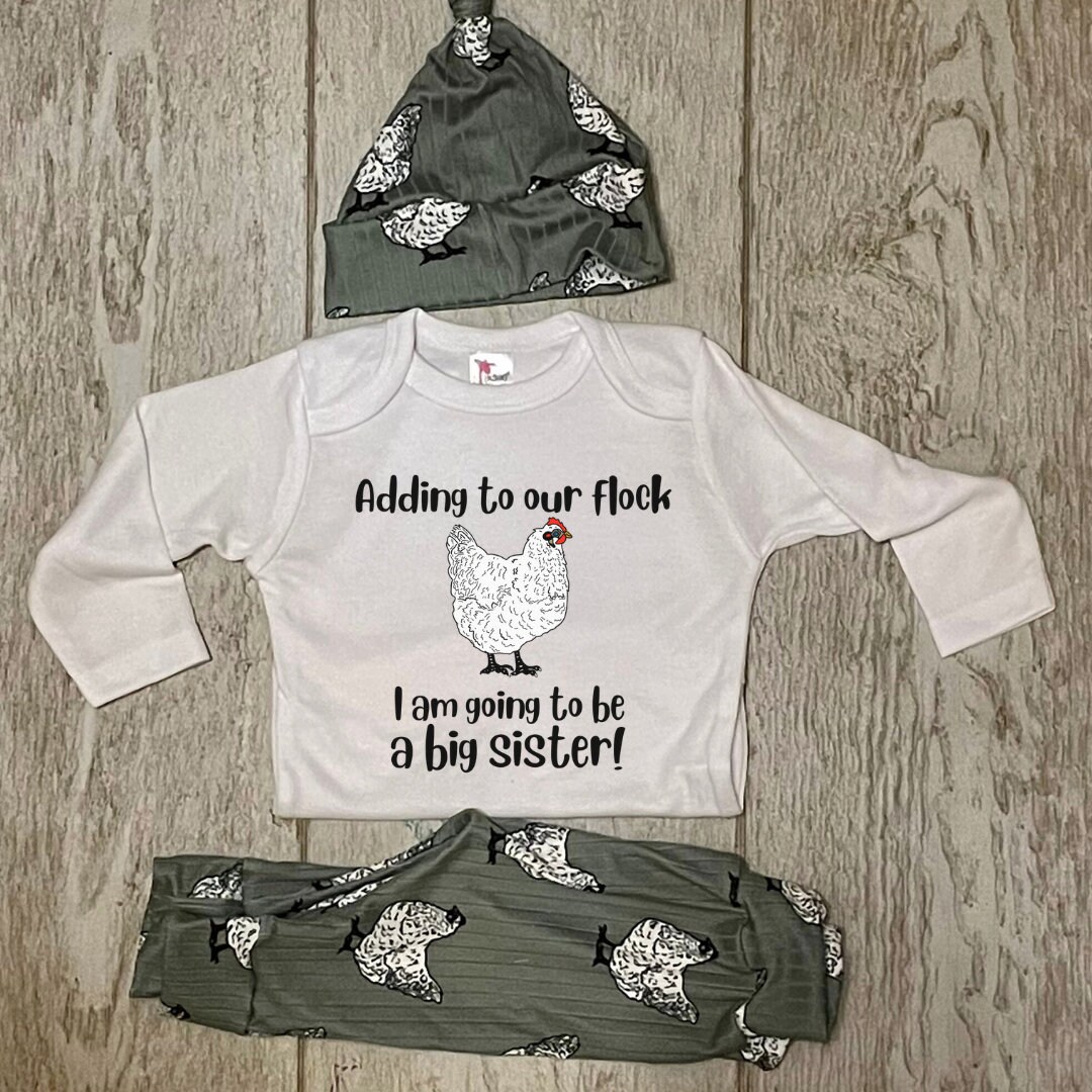 Farm Baby Announcement, Chicken Baby Announcement, Big Sister Outfit ...