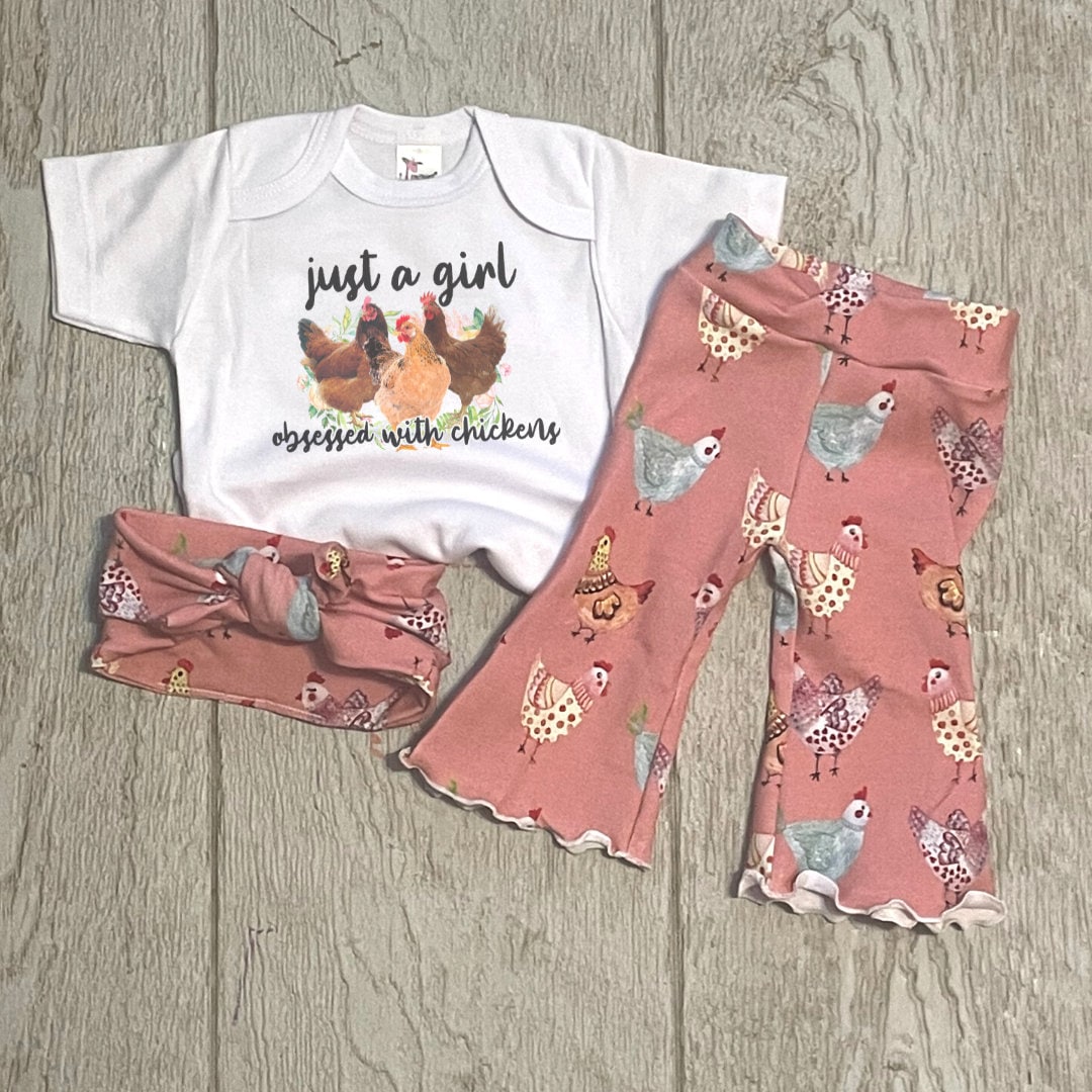 Baby Chicken Set/ Baby Chicken Bell Bottoms Chicken Baby Leggings/ Farm ...