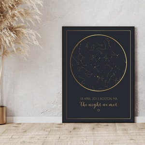 Custom Star Map Print of Any Location Any Date, Custom Night Sky Print ...