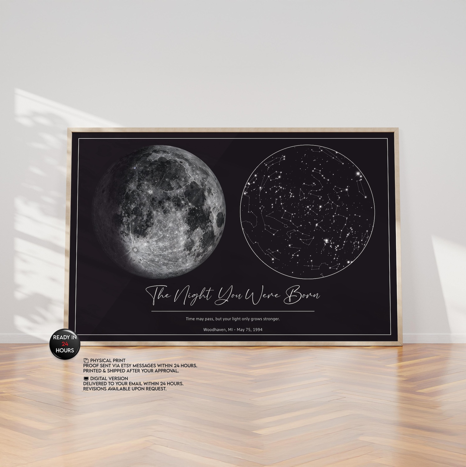 Personalized Star Map Birthday Gift for Him – Custom Moon Phase Poster ...