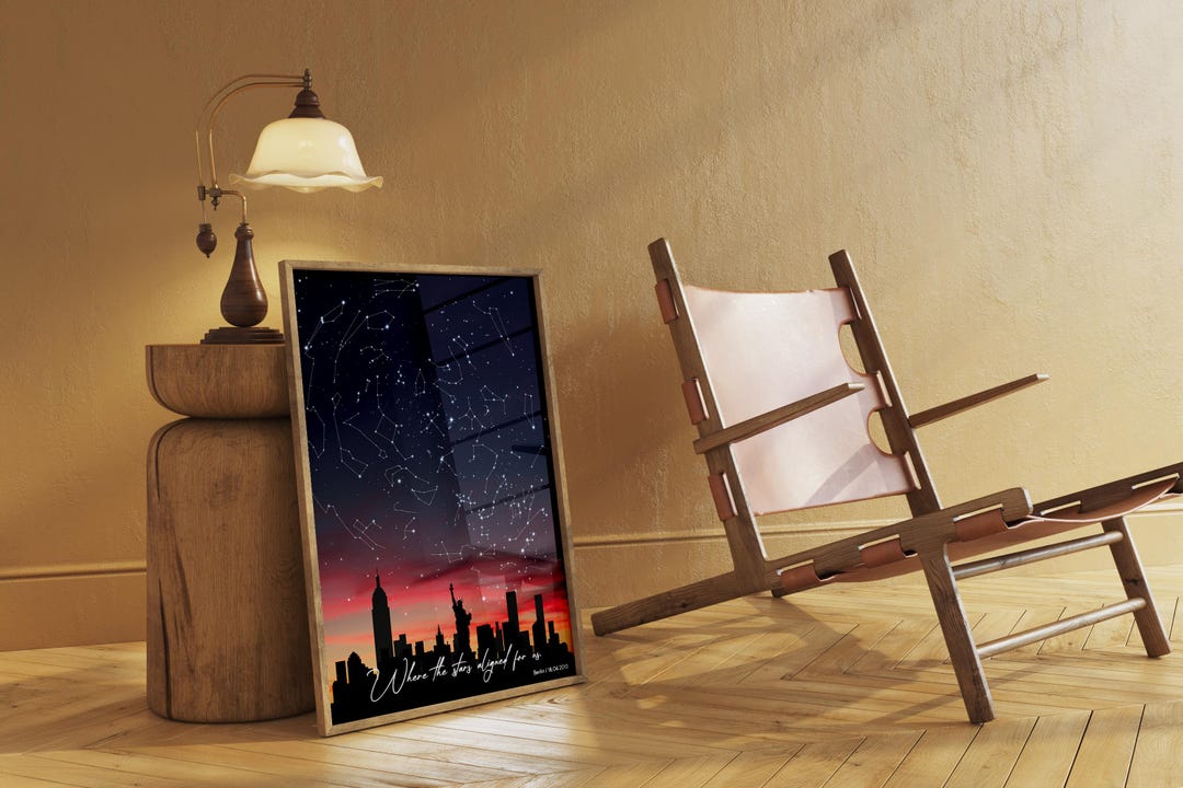 New York City Skyline Star Map, Personalized Night Sky Print, Custom ...
