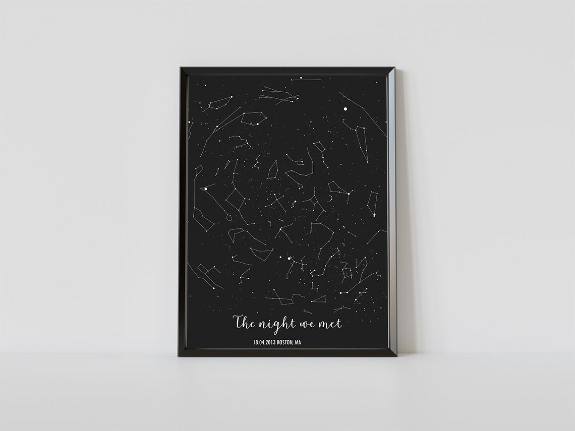 Personalized Star Map by Date for Valentines Custom Gift for - Etsy