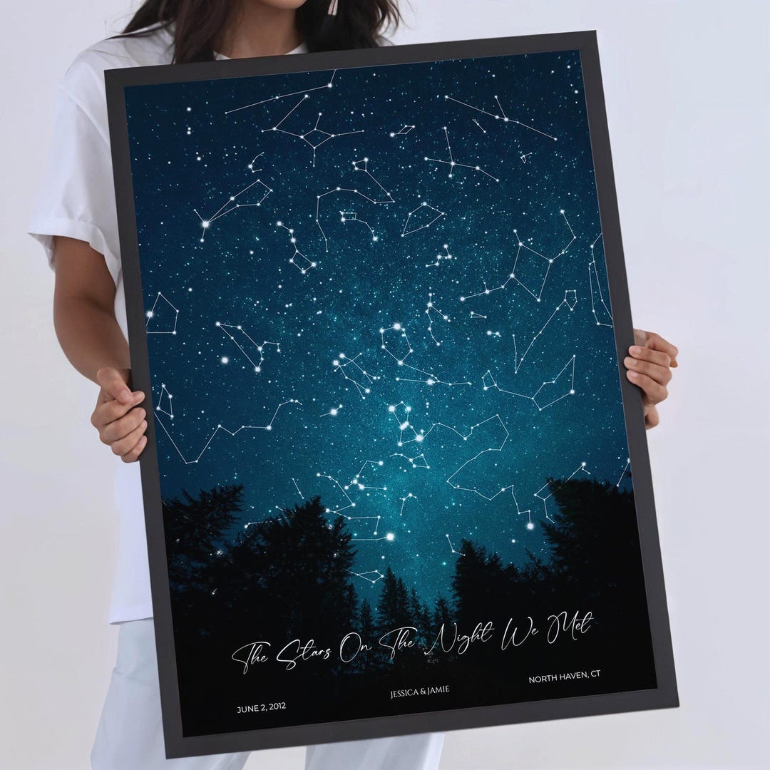 Personalized Star Map Framed, Custom Star Map Wall Art, Gift for ...