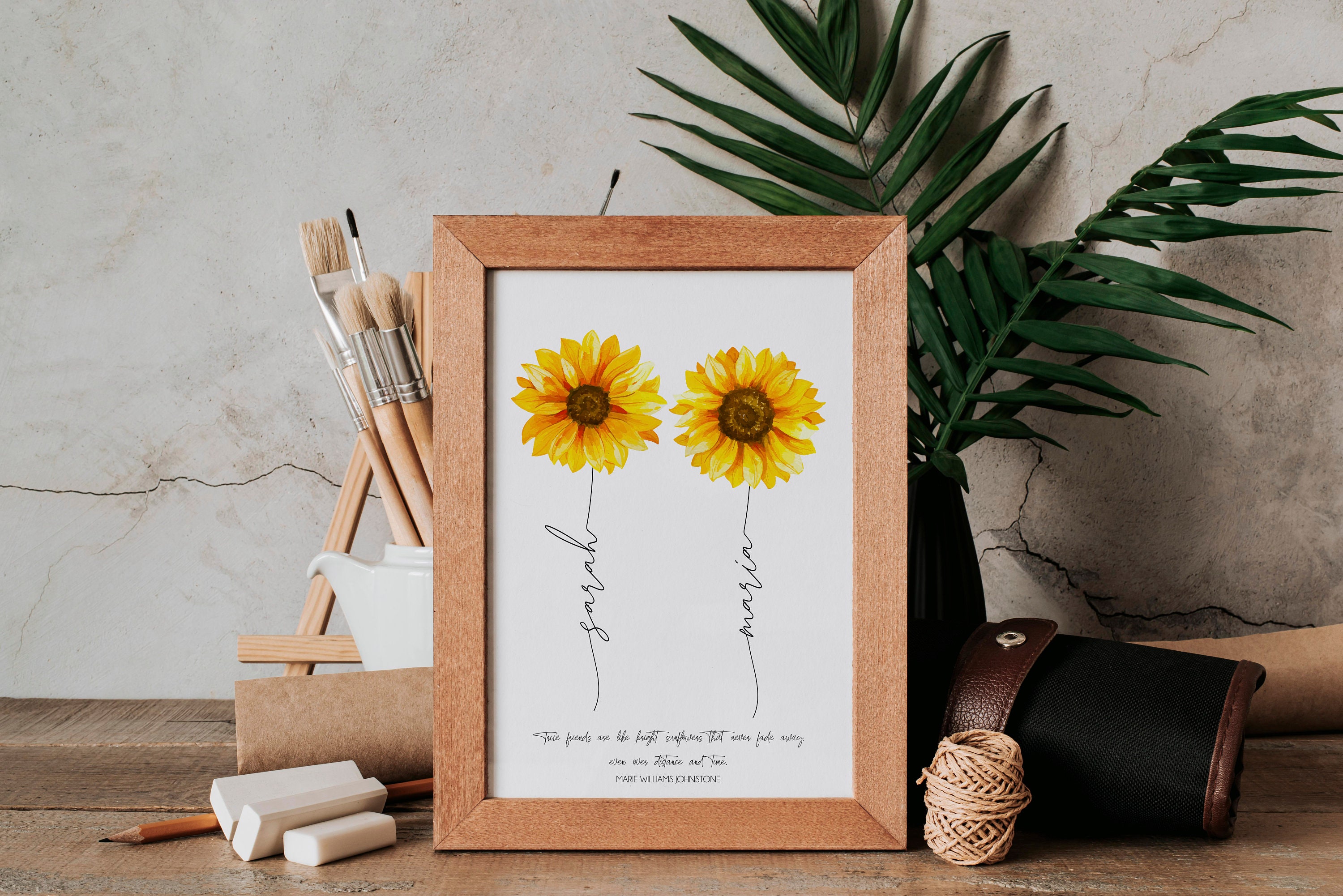 Personalized Sunflower Friendship Print Custom Best Friend - Etsy