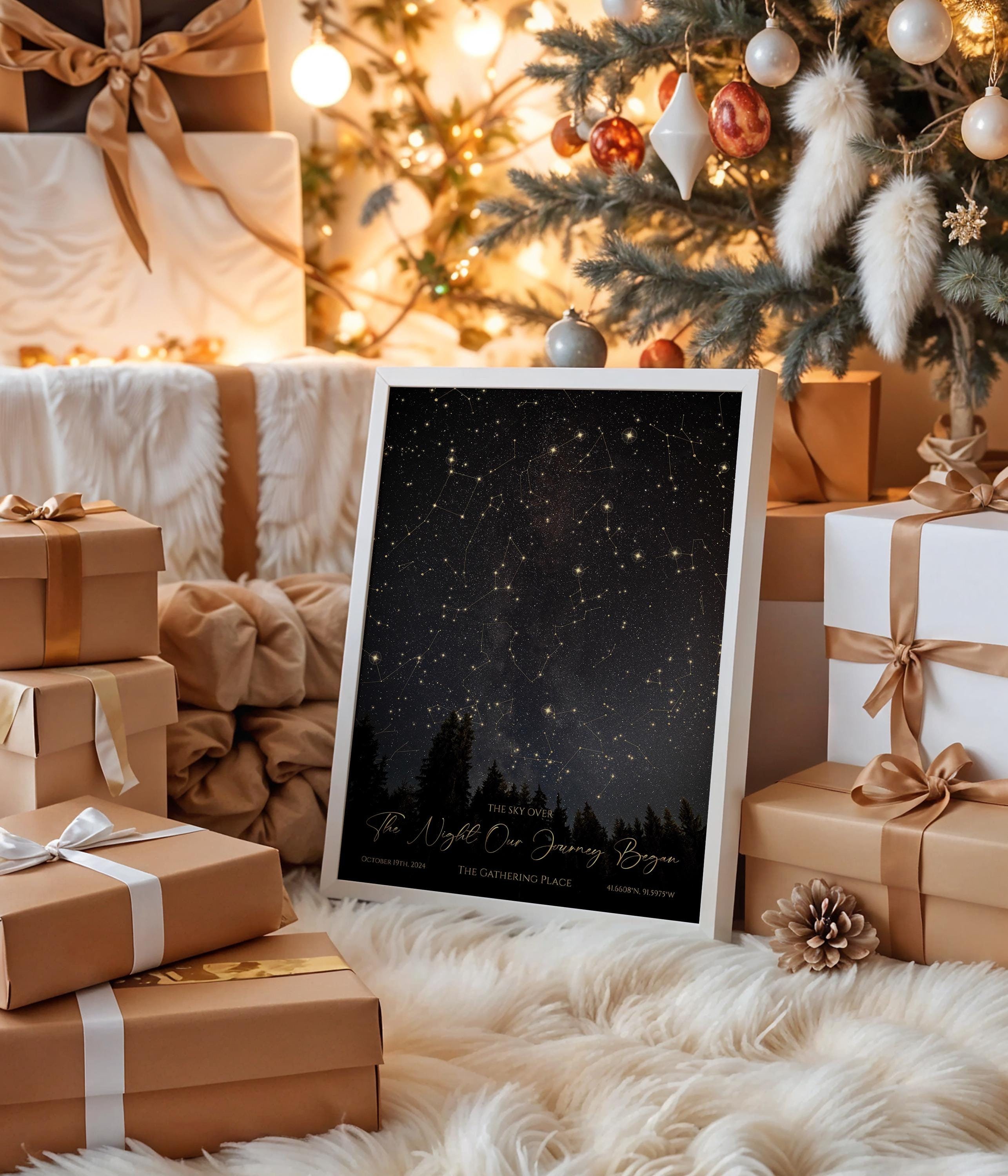 Framed Star Map – Anniversary Gift - Newlywed Gift - Engagement Present ...