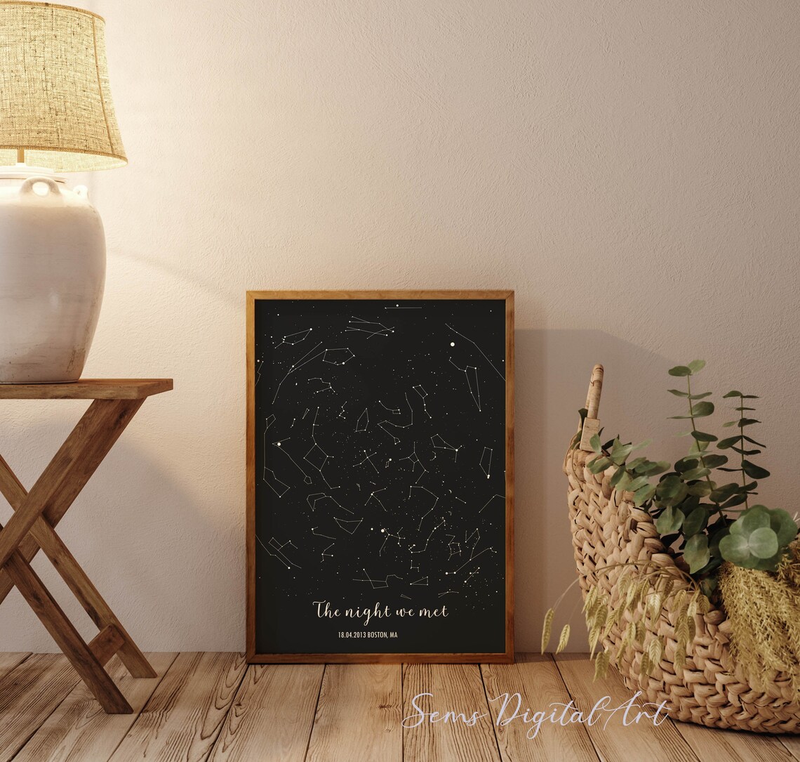 Personalized Star Map by Date for Valentines Custom Gift for - Etsy