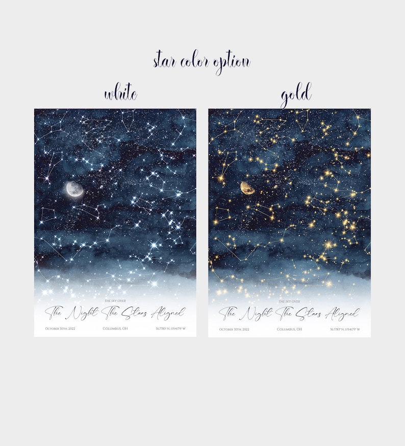 Custom Star Map, Night Sky Print, Sky Map, Wedding Gift, Constellation ...