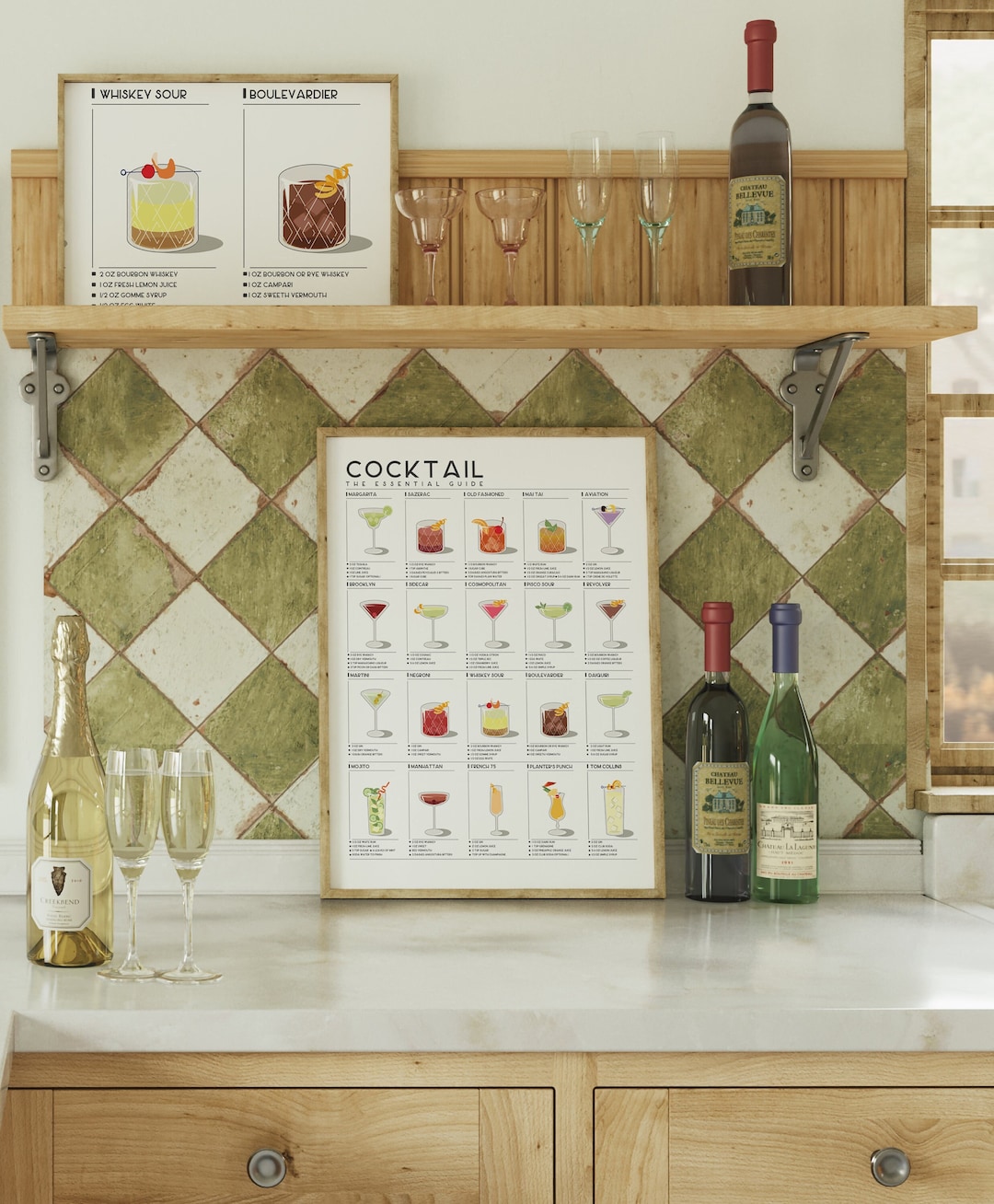 Cocktail Recipe Poster Cocktail Art Print Bar Cart Decor Bar Prints ...