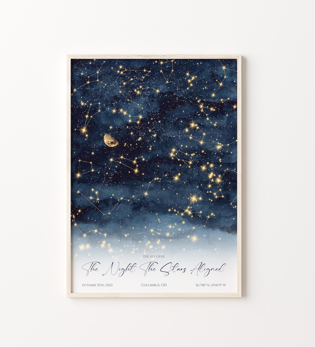 Custom Star Map, Night Sky Print, Sky Map, Wedding Gift, Constellation ...
