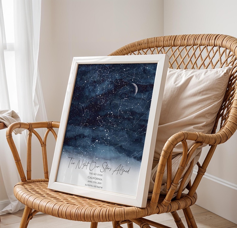 Custom Star Map, Night Sky Print, Sky Map, Wedding Gift, Constellation ...