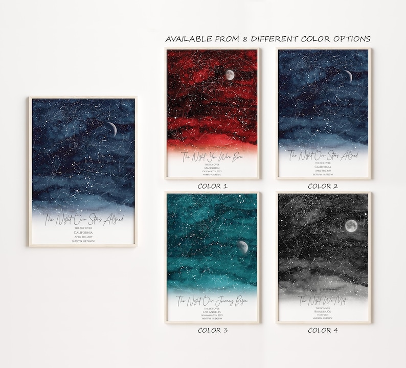 Custom Star Map, Night Sky Print, Sky Map, Wedding Gift, Constellation ...
