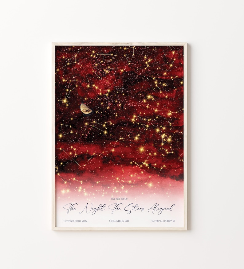 Custom Star Map, Night Sky Print, Sky Map, Wedding Gift, Constellation ...