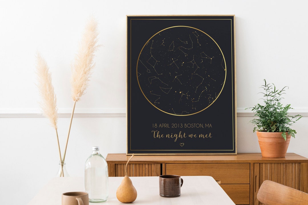 Custom Star Map Print of Any Location Any Date, Custom Night Sky Print ...
